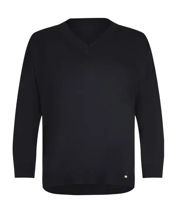 Herno V-neck Side-slit Knitted Sweater - Black