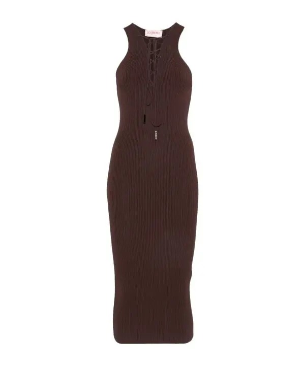 Iceberg Lace-up Ribbed-knit Dress