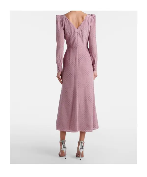 Alessandra Rich Polka-dot Ruffled Silk Midi Dress