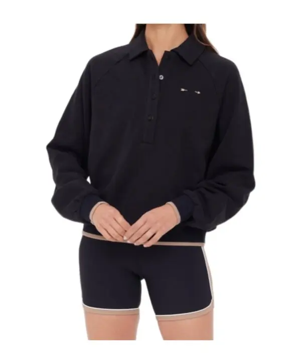 The Upside Elle Button-up Polo Shirt - Black