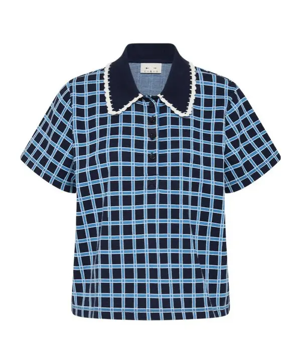 The Upside Clubhouse Dom Checked Crochet-trim Polo Shirt - Check