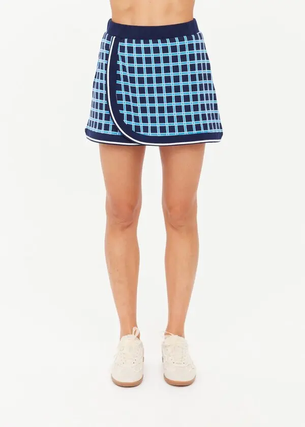 The Upside Checked Wrap Mini Skirt