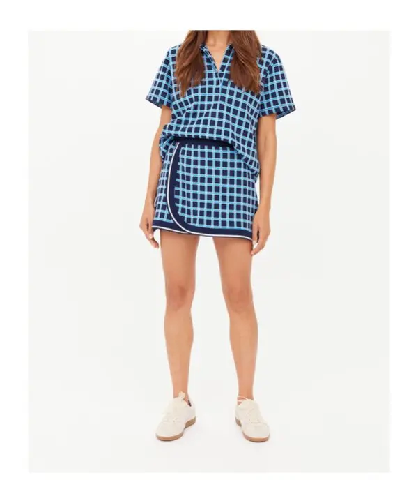 The Upside Checked Wrap Mini Skirt