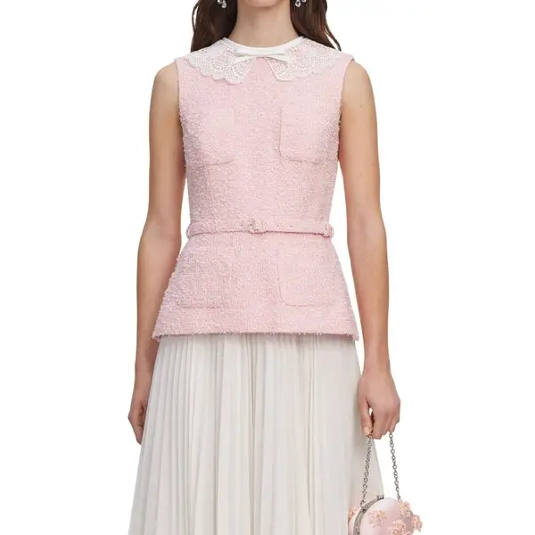 SELF-PORTRAIT Boucle Lace Collar Midi Dress