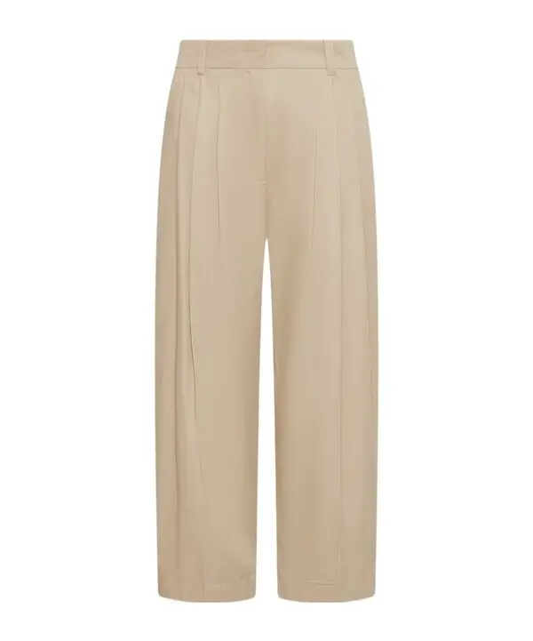 Marella Cropped Cotton Gabardine Trousers Sand