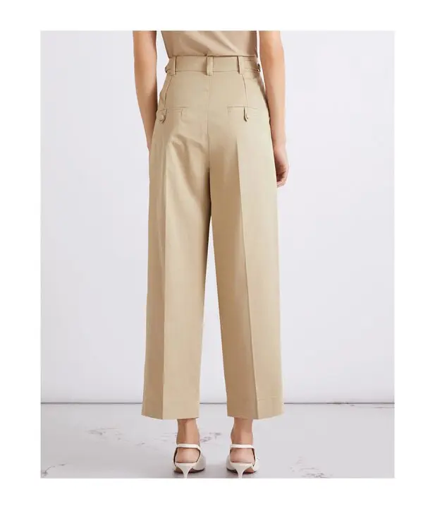 Marella Cropped Cotton Gabardine Trousers Sand
