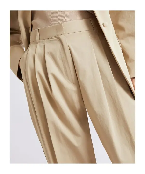 Marella Cropped Cotton Gabardine Trousers Sand