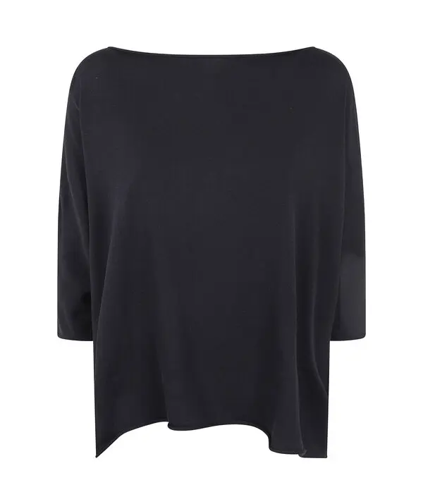 Liviana Conti Jersey T-shirt With Knit Details - Black