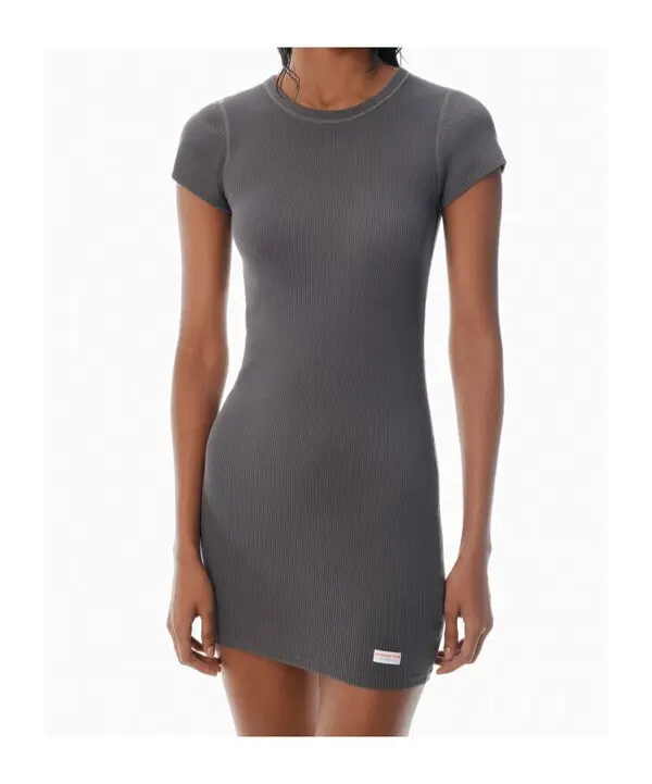 Alexander Wang Ribbed Crewneck Short Sleeve Loungewear Minidress
