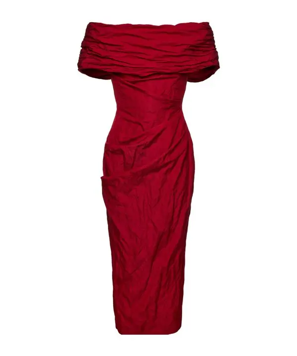 Magda Butrym Off-shoulder Draped Midi Dress