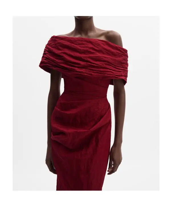Magda Butrym Off-shoulder Draped Midi Dress