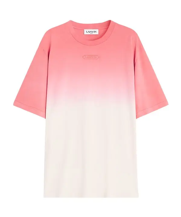 LANVIN Logo Embroidered Gradient Effect Crewneck T-shirt
