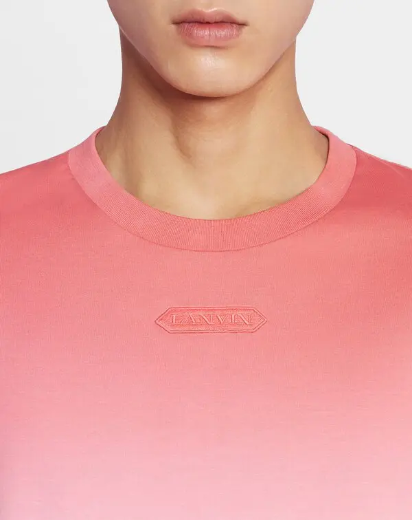 LANVIN Logo Embroidered Gradient Effect Crewneck T-shirt