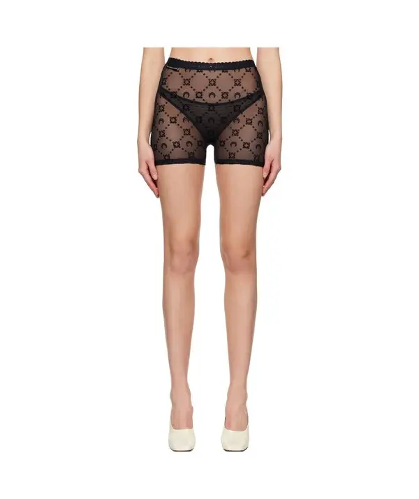 MARINE SERRE Flock-print Mesh Shorts