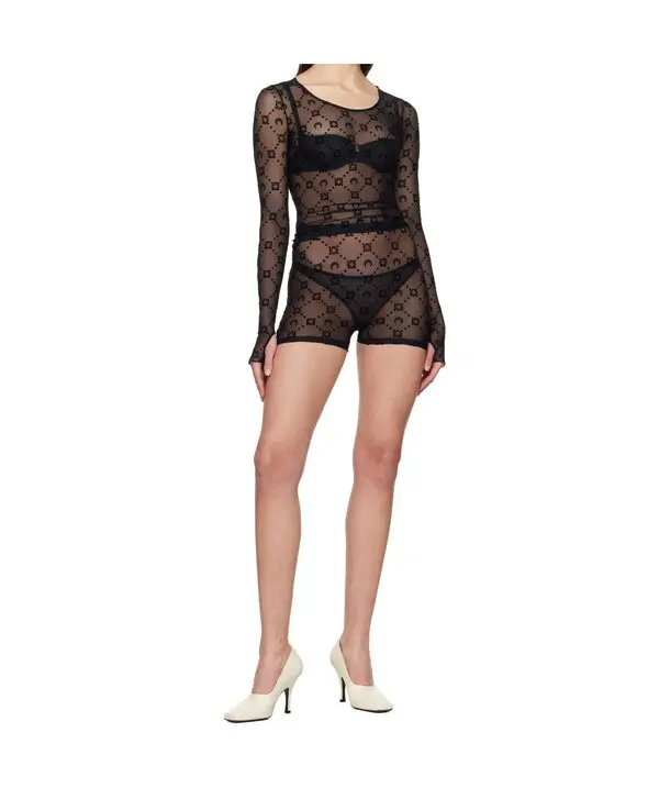 MARINE SERRE Flock-print Mesh Shorts