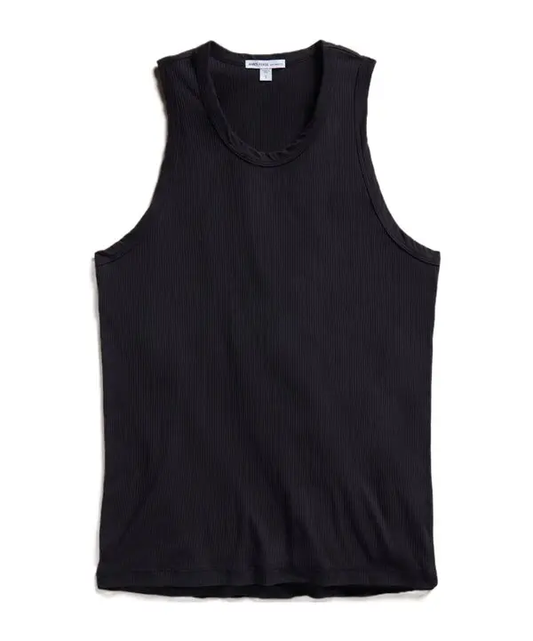 JAMES PERSE Ribbed Crewneck Tank Top - Black