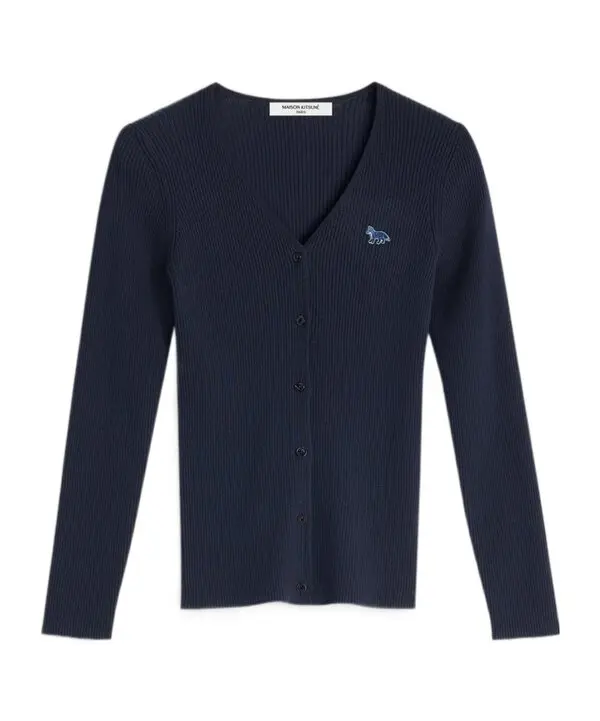 Maison Kitsuné Baby Fox Patch Fine Ribbed Cardigan - Navy
