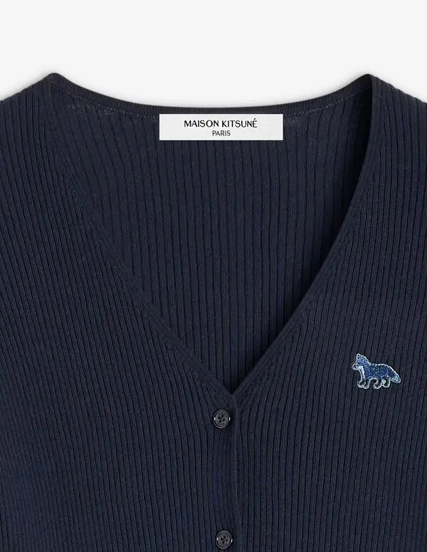 Maison Kitsuné Baby Fox Patch Fine Ribbed Cardigan