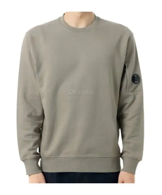 C.P. COMPANY Diagonal Raised Fleece Crewneck Sweatshirt With Lens Detail - Fallen Rock