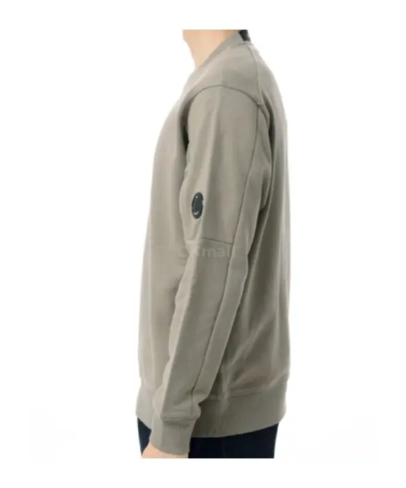 C.P. COMPANY Diagonal Raised Fleece Crewneck Sweatshirt With Lens Detail - Fallen Rock