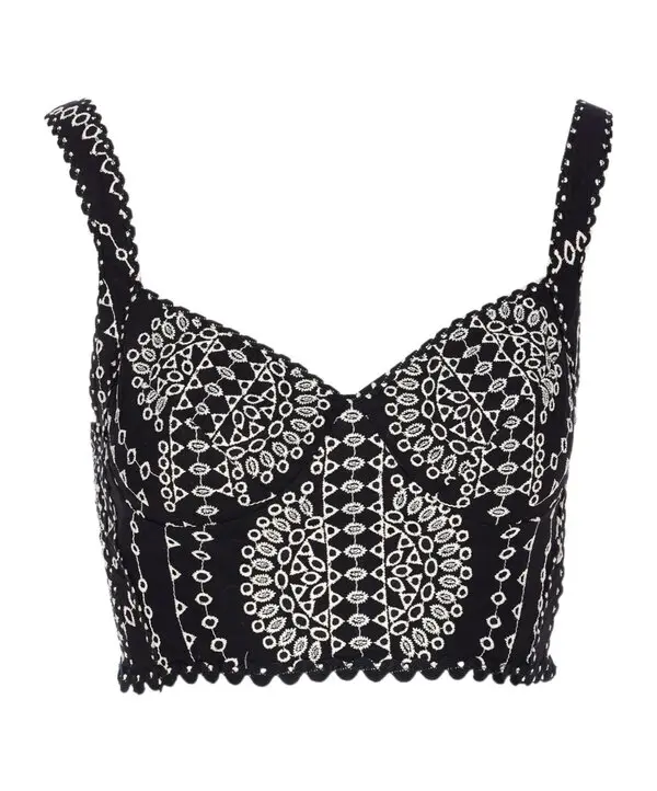 Charo Ruiz Ibiza Goldie Scalloped-hem Embroidered Crop Top