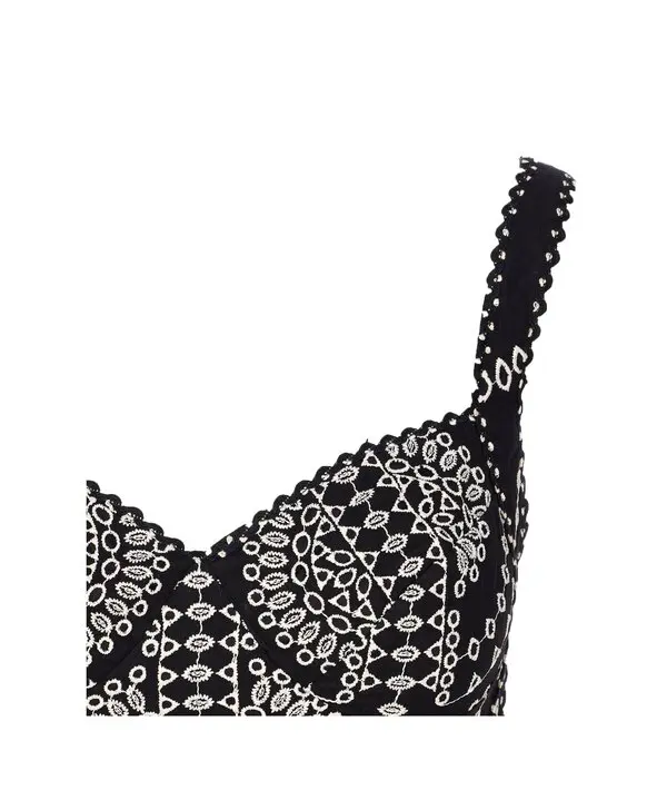 Charo Ruiz Ibiza Goldie Scalloped-hem Embroidered Crop Top