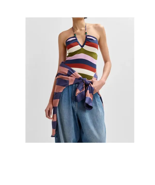 Essentiel Antwerp Bead-embellished Striped Top