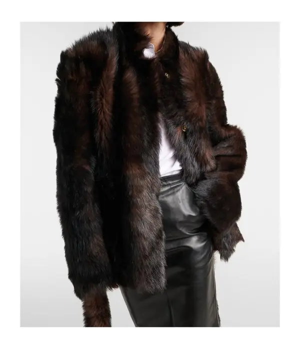 Nour Hammour Long-sleeved Fur Jacket With Detachable Belt