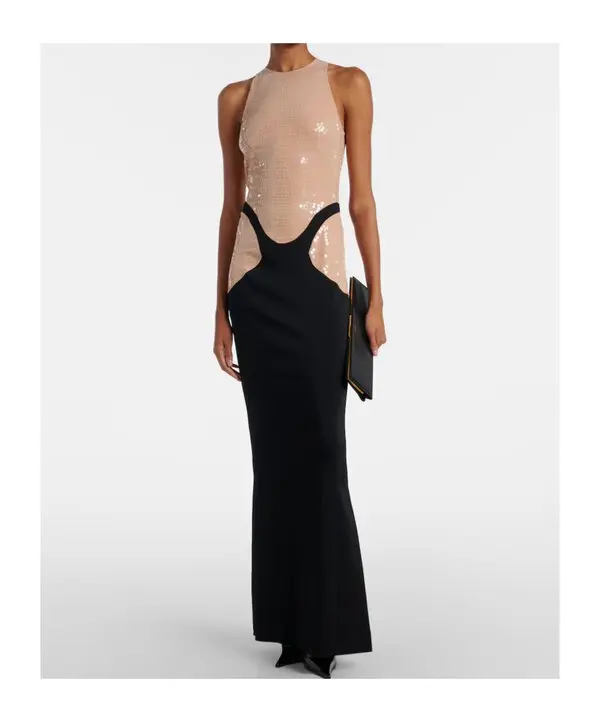 MUGLER Sequin Ruffle Dress