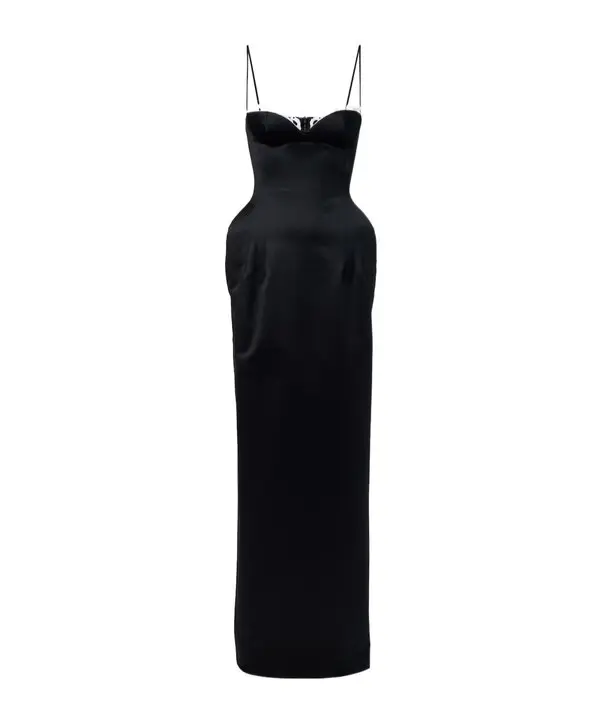 Magda Butrym Crochet-trimmed Satin Bustier Gown