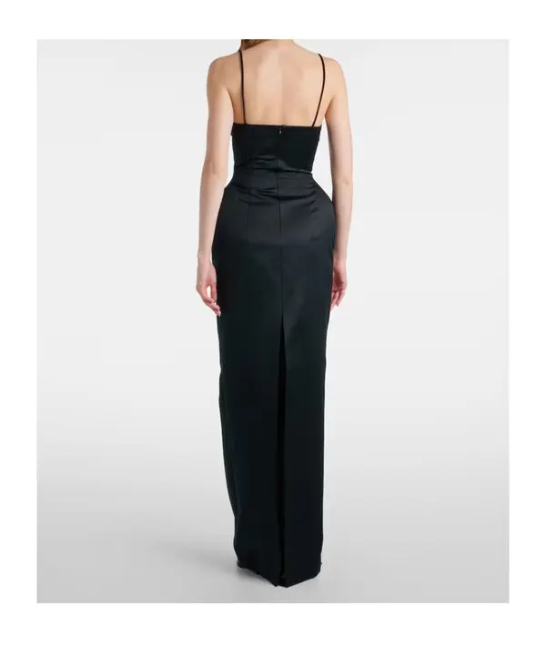 Magda Butrym Crochet-trimmed Satin Bustier Gown