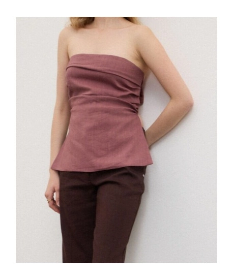 OTTOD'AME Draped Strapless Tie-back Top