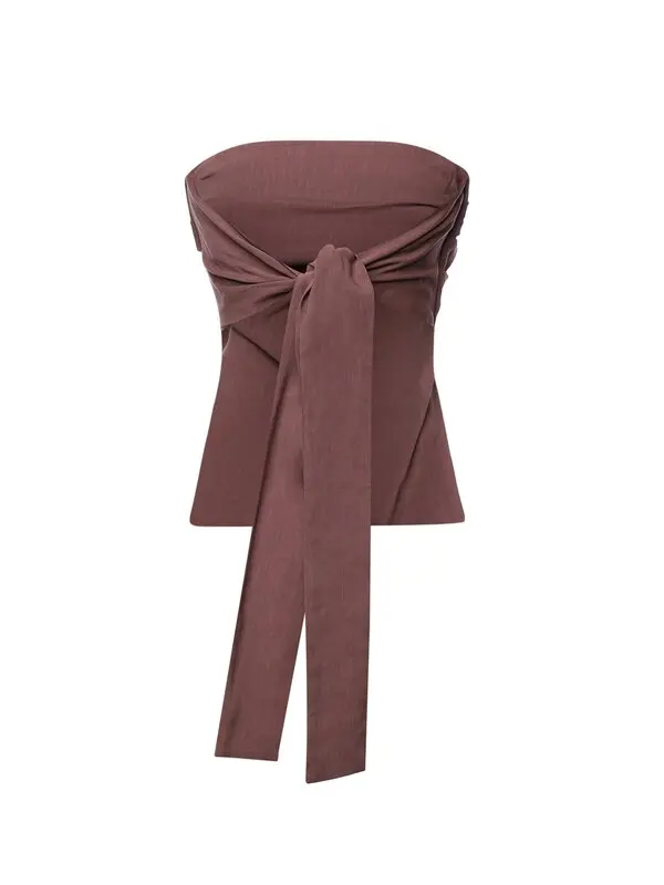OTTOD'AME Draped Strapless Tie-back Top