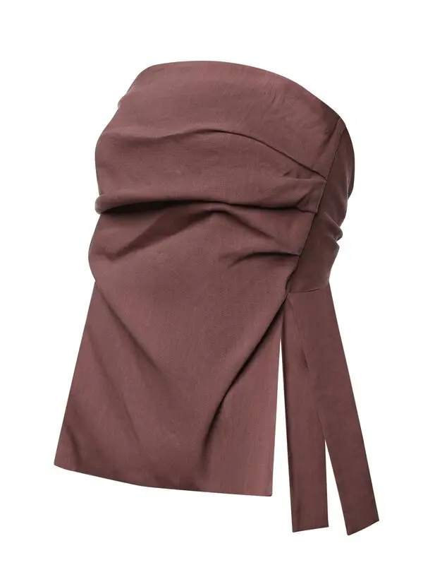 OTTOD'AME Draped Strapless Tie-back Top
