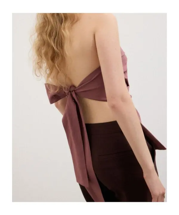OTTOD'AME Draped Strapless Tie-back Top
