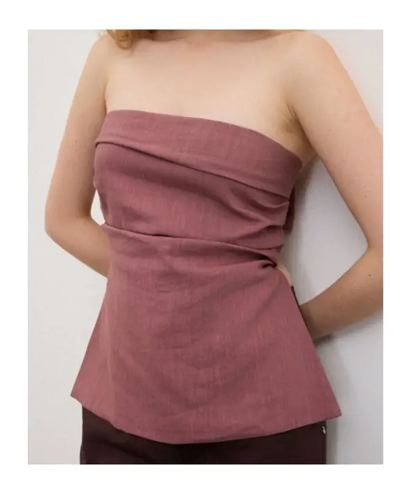 OTTOD'AME Draped Strapless Tie-back Top - Pink