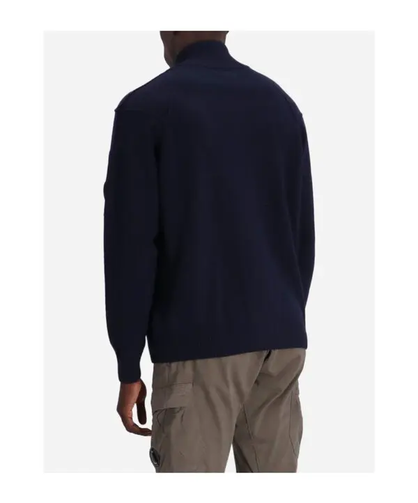 C.P. COMPANY Zip-up Knitted Cardigan With Lens Detail - Black