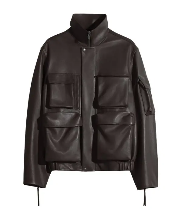 LEMAIRE Leather Jacket With Pockets - Black