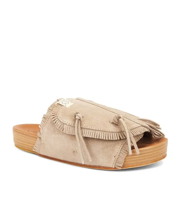 Visvim Christo Shaman Folk Suede Slides With Tassel Detailing