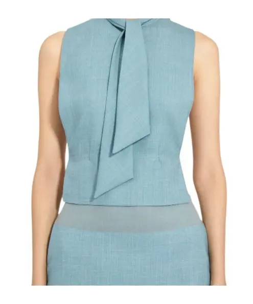MAISON MARGIELA Pussy-bow Cropped Scarf Top - Blue