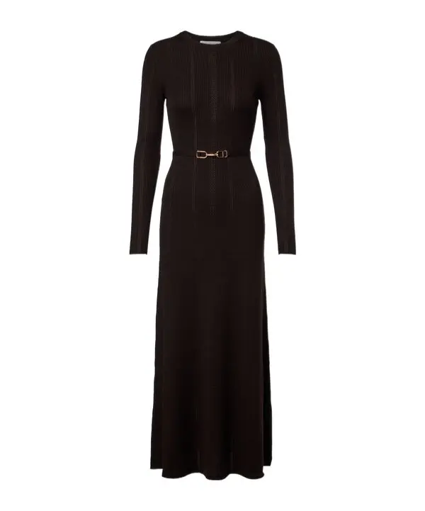 Gabriela Hearst Long Sleeve Ribbed Knit Maxi Dress