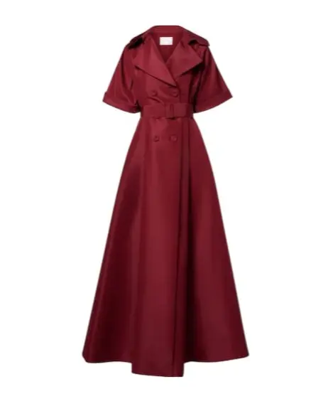Carolina Herrera Belted Silk Gown - Red