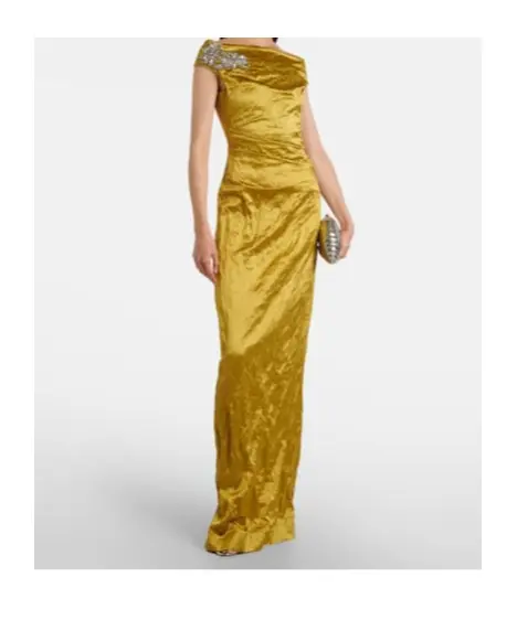 Erdem Embellished Off-shoulder Satin Gown