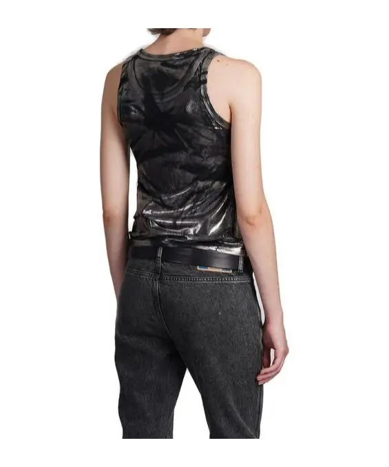 DIESEL® Sleeveless Crewneck Top With Metal Logo Detail