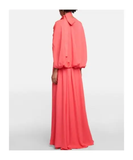 Elie Saab Pleated Silk Chiffon Gown