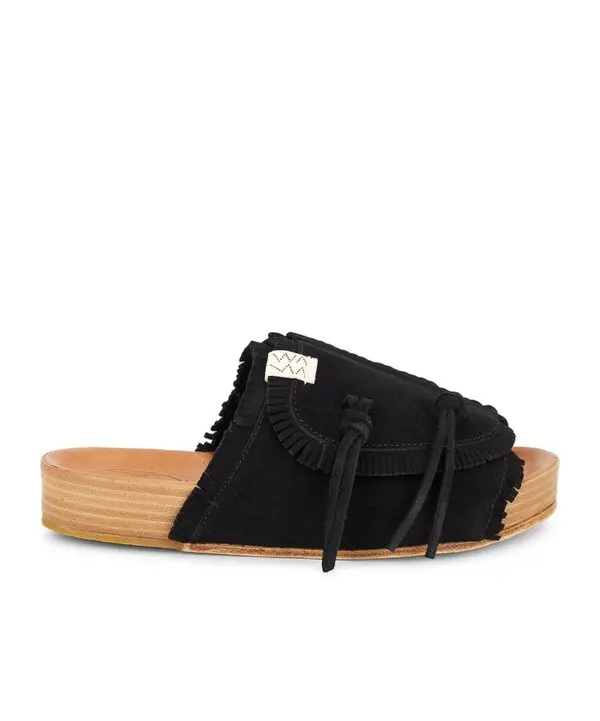 Visvim Strap-up Suede Slippers - Black