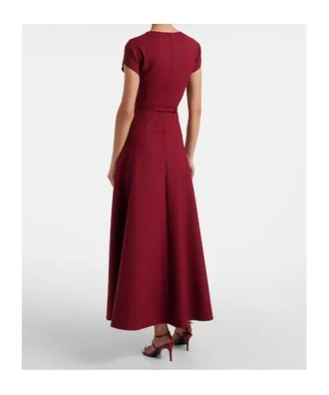 Oscar De La Renta Floral Wool Blend Crepe Maxi Dress