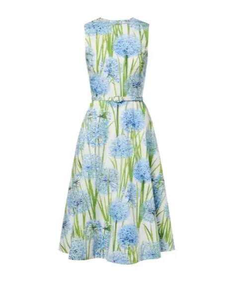 Oscar De La Renta Floral Cotton-blend Poplin Midi Dress - Blue