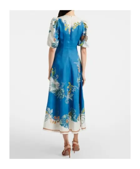 ALEMAIS Luda Floral Linen Midi Dress