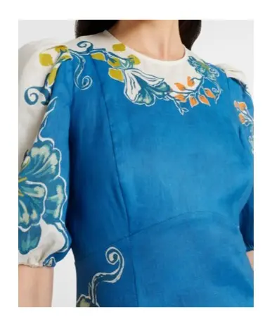 ALEMAIS Luda Floral Linen Midi Dress